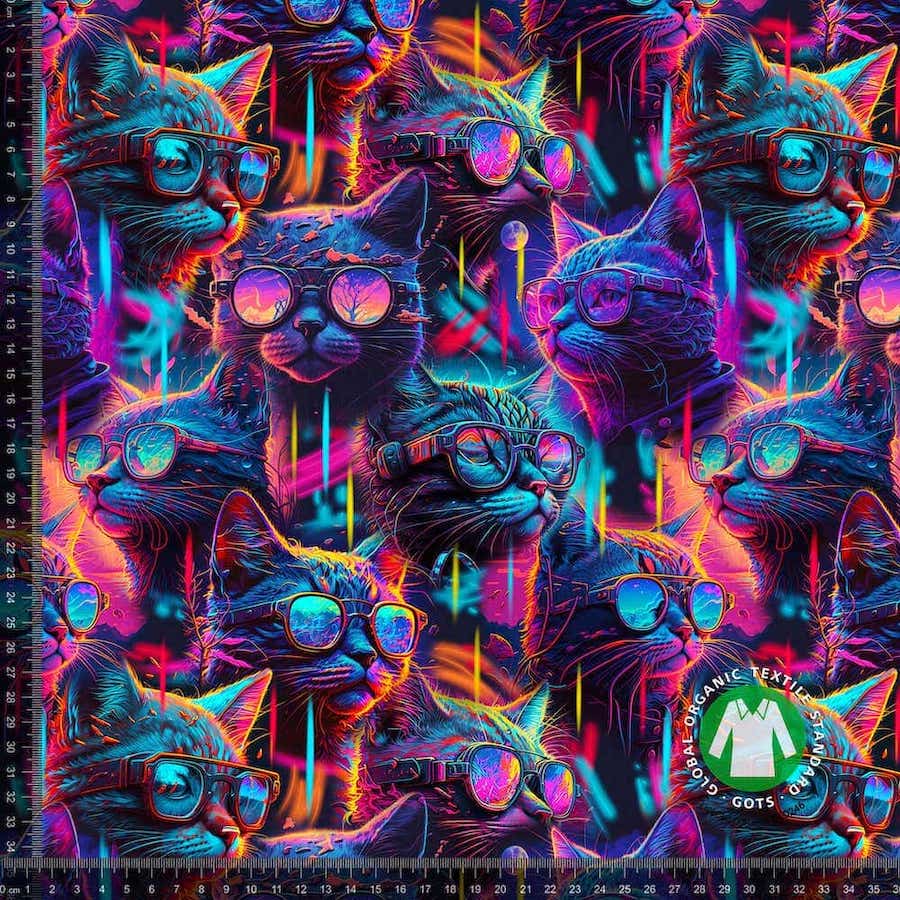 Jersey print med funky cats - Jydsk stoflager